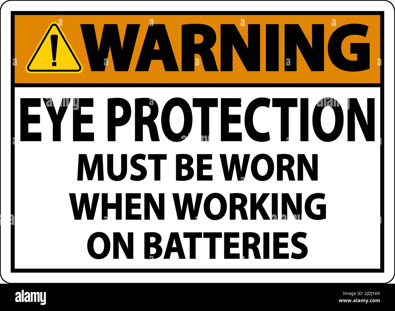 Warning When Working on Batteries Sign On White Background Stock Vector ...
