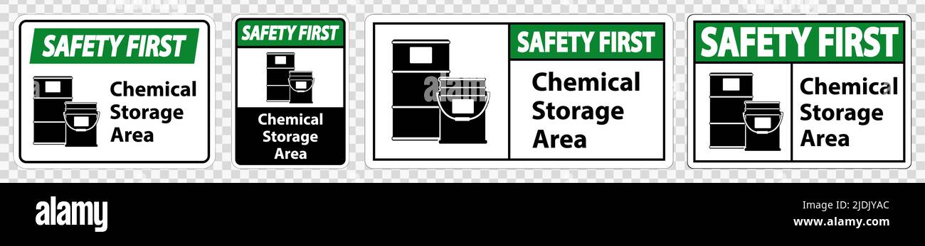 Safety First Chemical Storage Symbol Sign Isolate on transparent ...