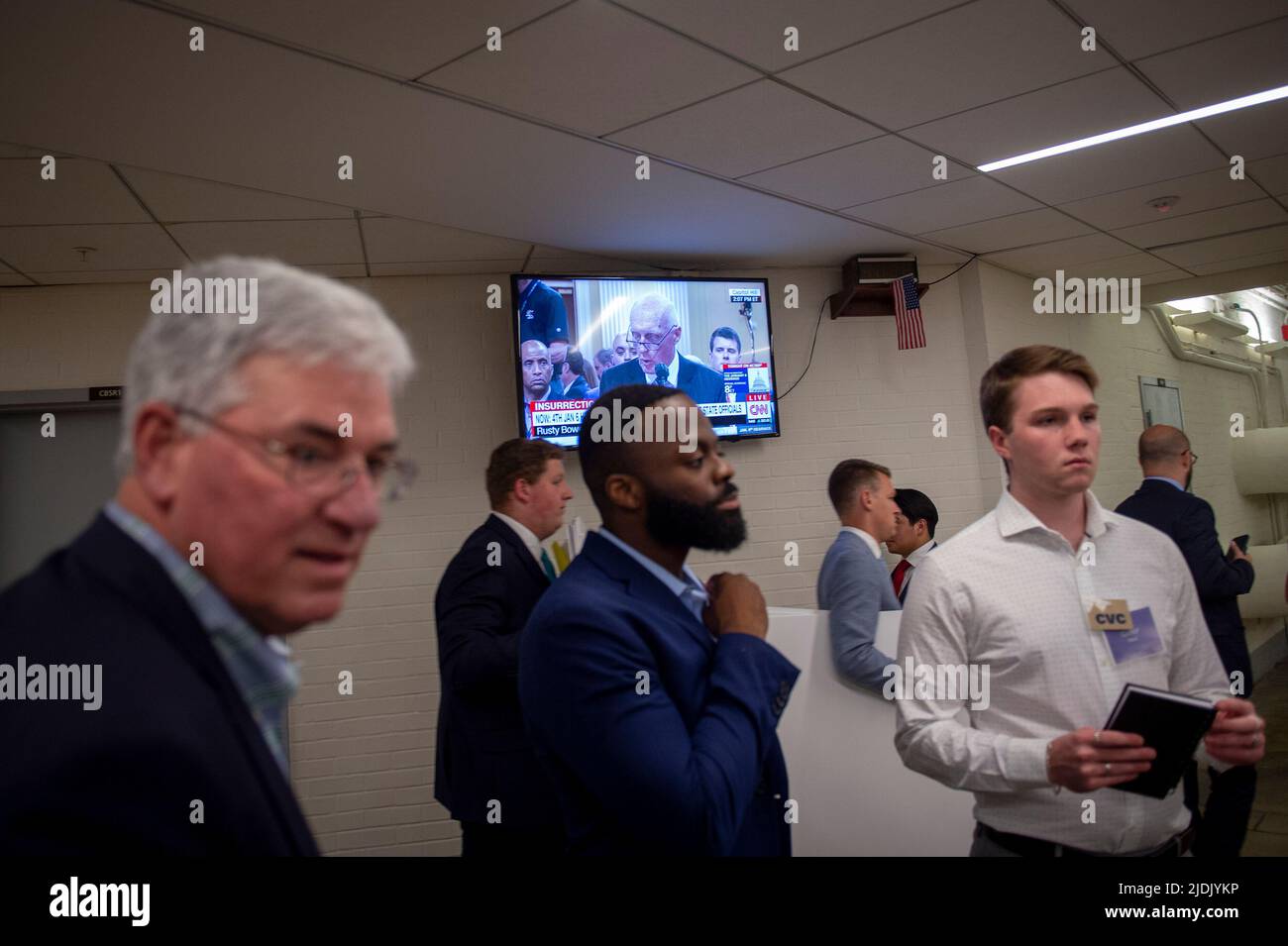 Arizona House Speaker Rusty Bowers is seen on the tv screen in the ...
