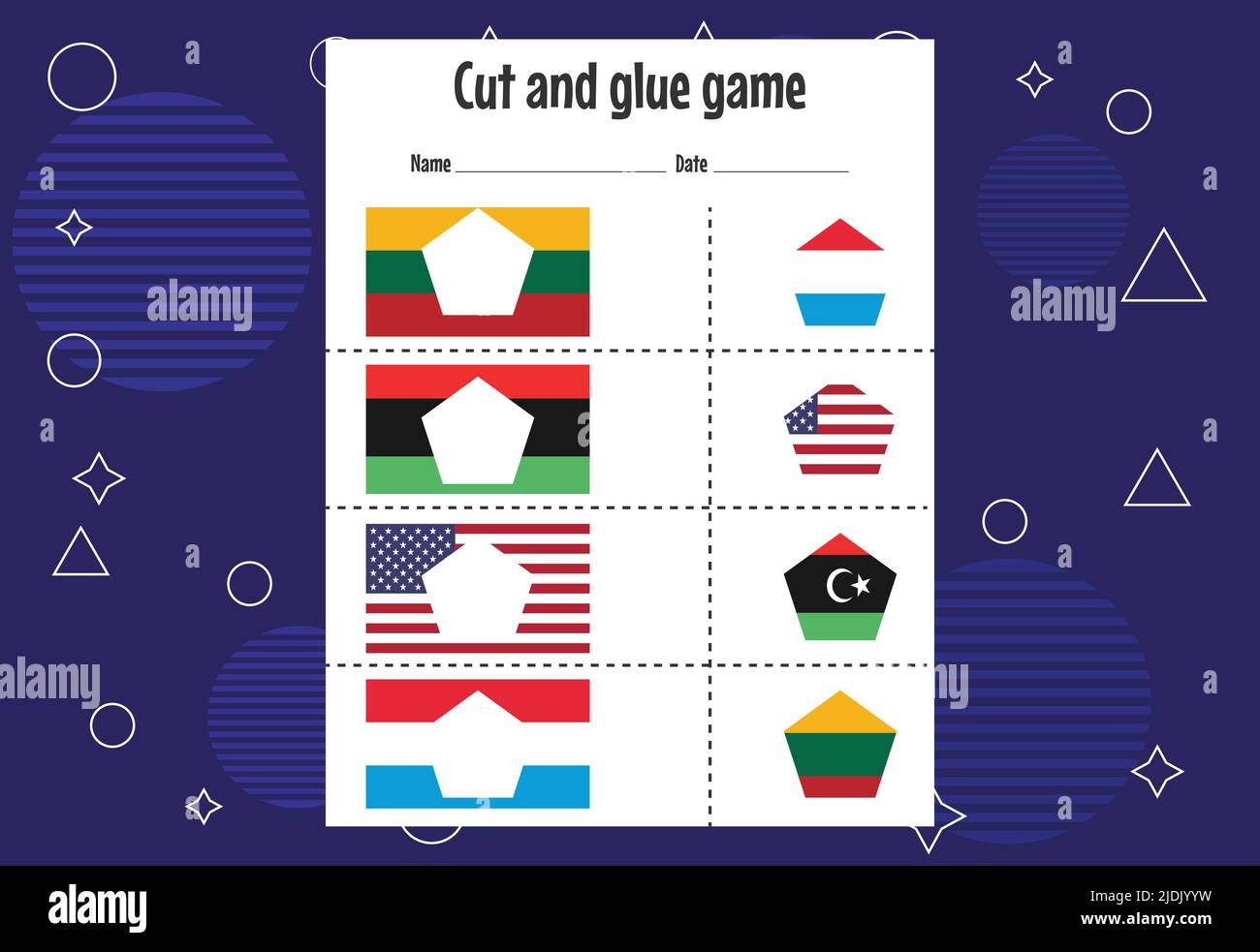 Cut and glue game for kids with country flag. Cutting practice for ...