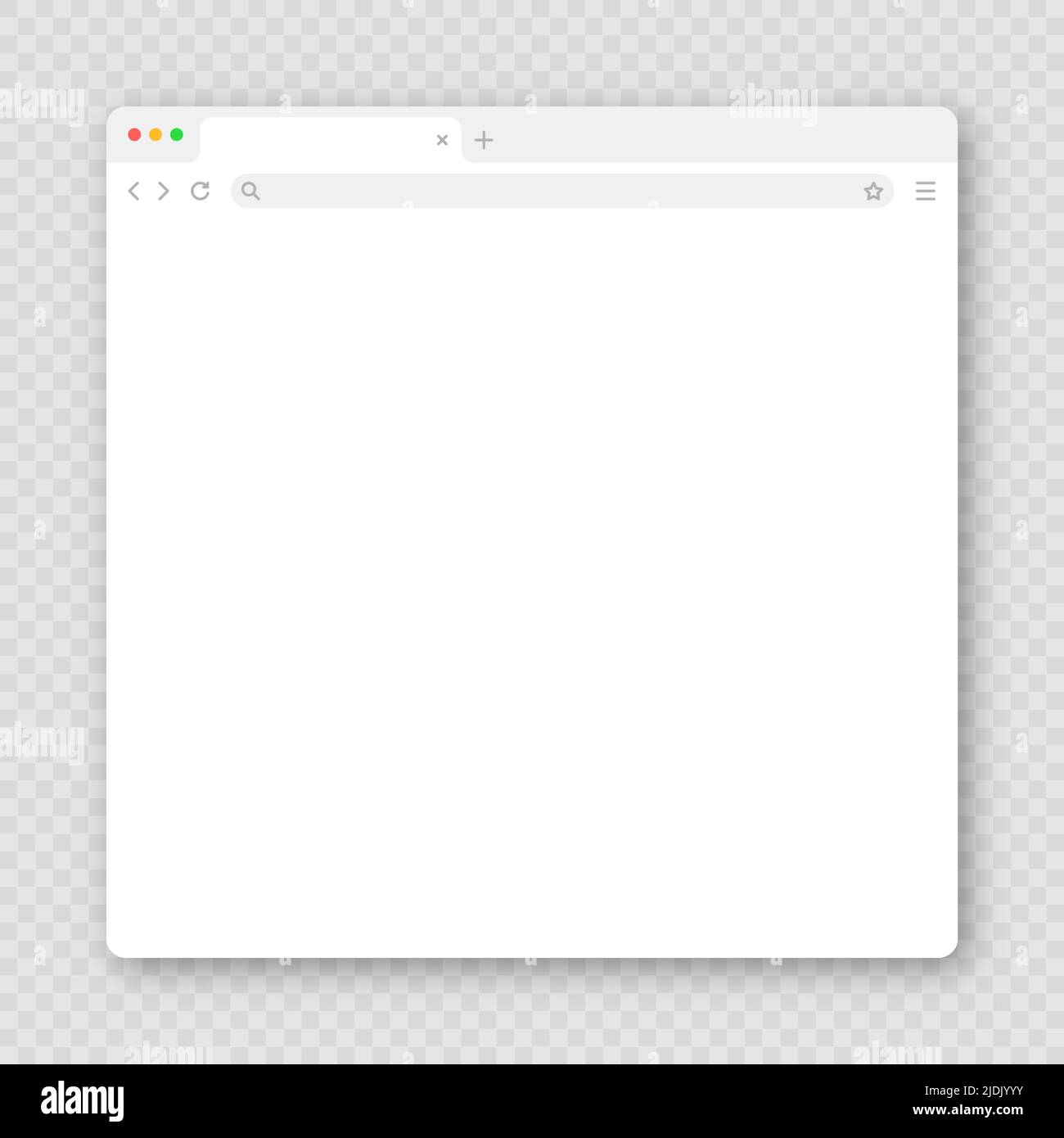 Blank web browser window with tab, toolbar and search field. Modern ...