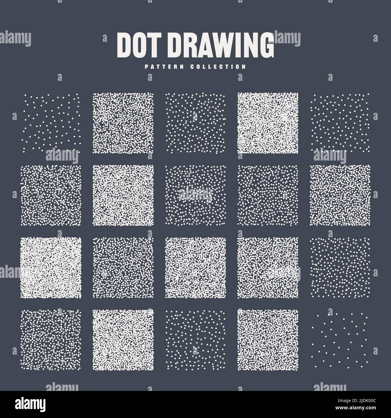 Square shaped dotted objects, stipple elements. Stippling, dotwork ...