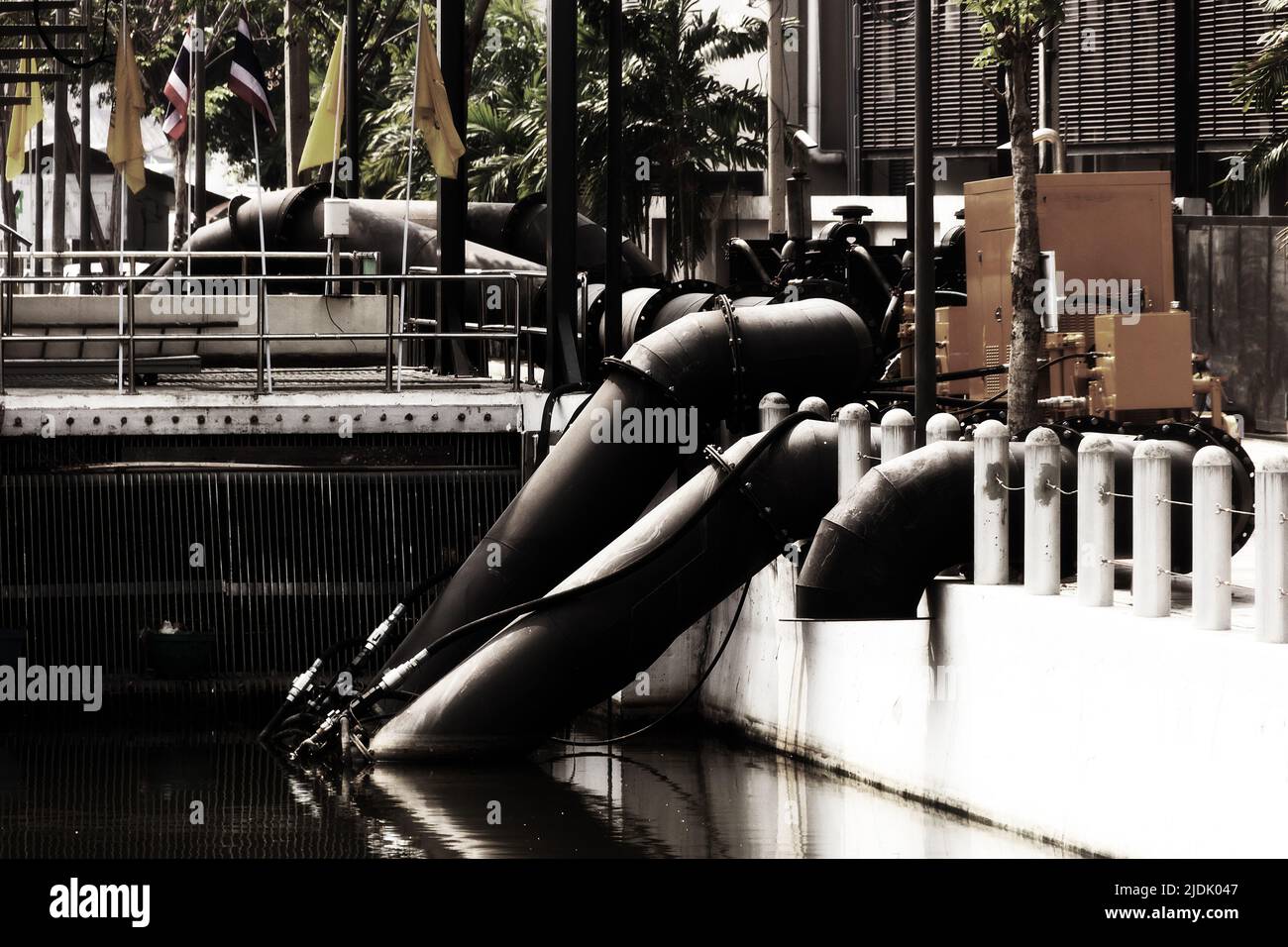 Water utility, pumping station. Water intake system with large diameter ...