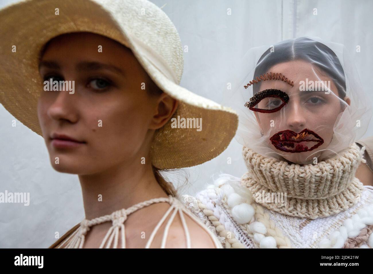 Moscow, Russia. 21st of June, 2022. Models are seen on a backstage ...