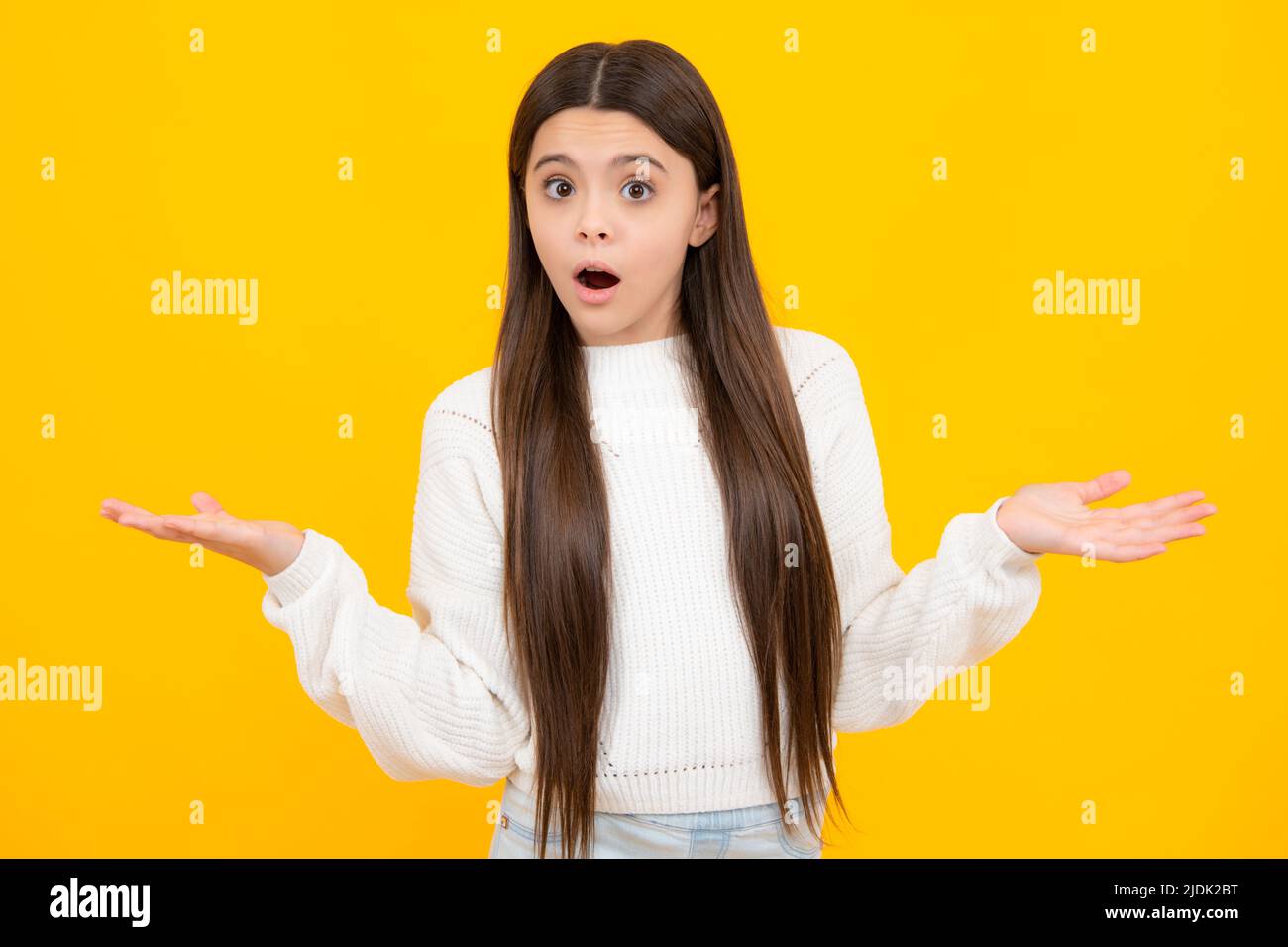Teenager child girl with shocked facial expression. Surprised face ...