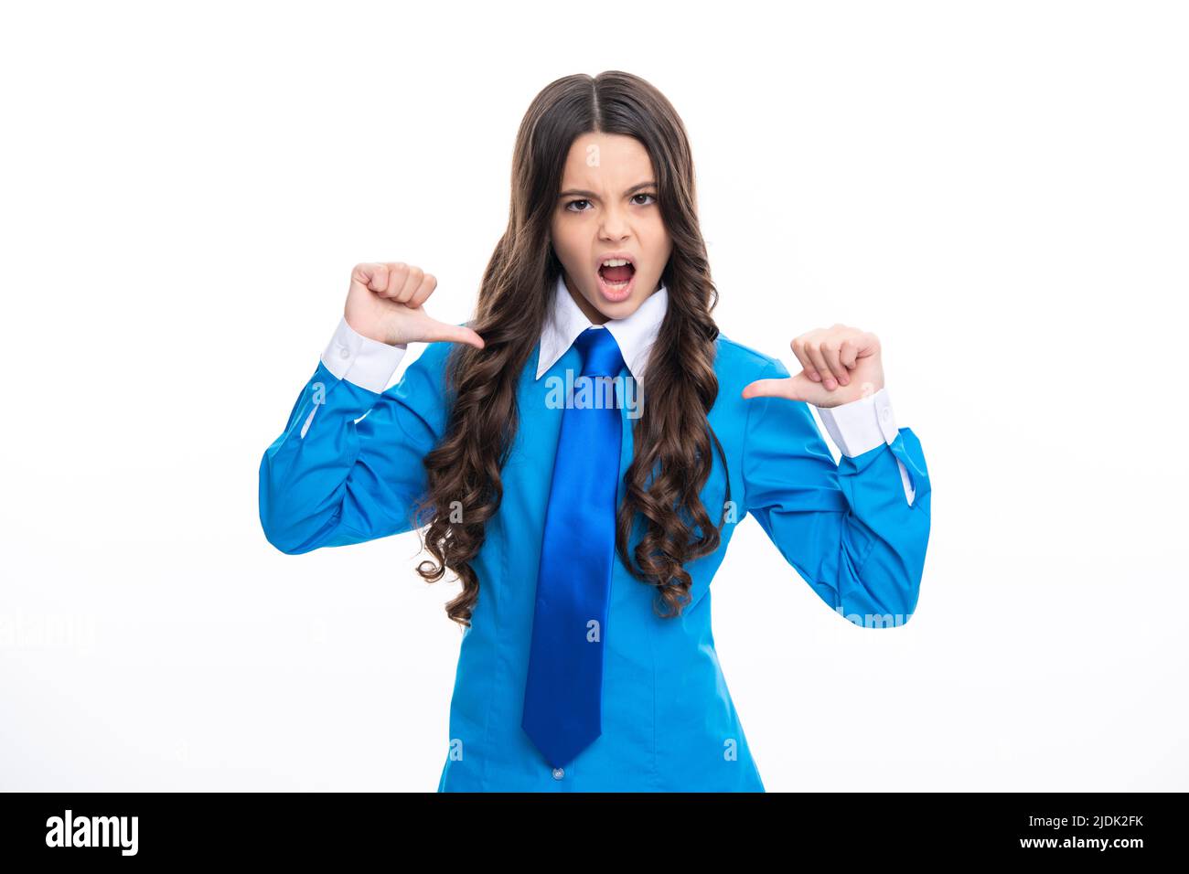 Angry teenager girl, upset and unhappy negative emotion. Teenager child ...