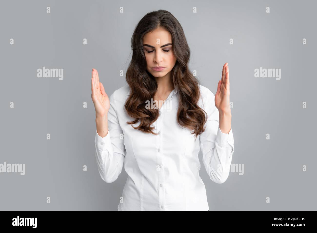 Negative woman crossed hands show no decline forbidden rule isolated ...