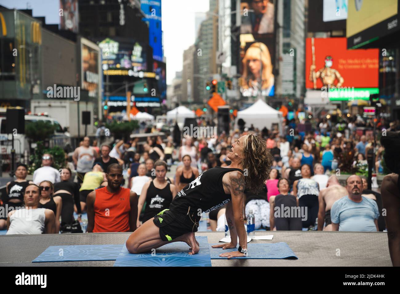 June 21 2022 New York USA - Solstice Yoga Times Square Stock Photo - Alamy