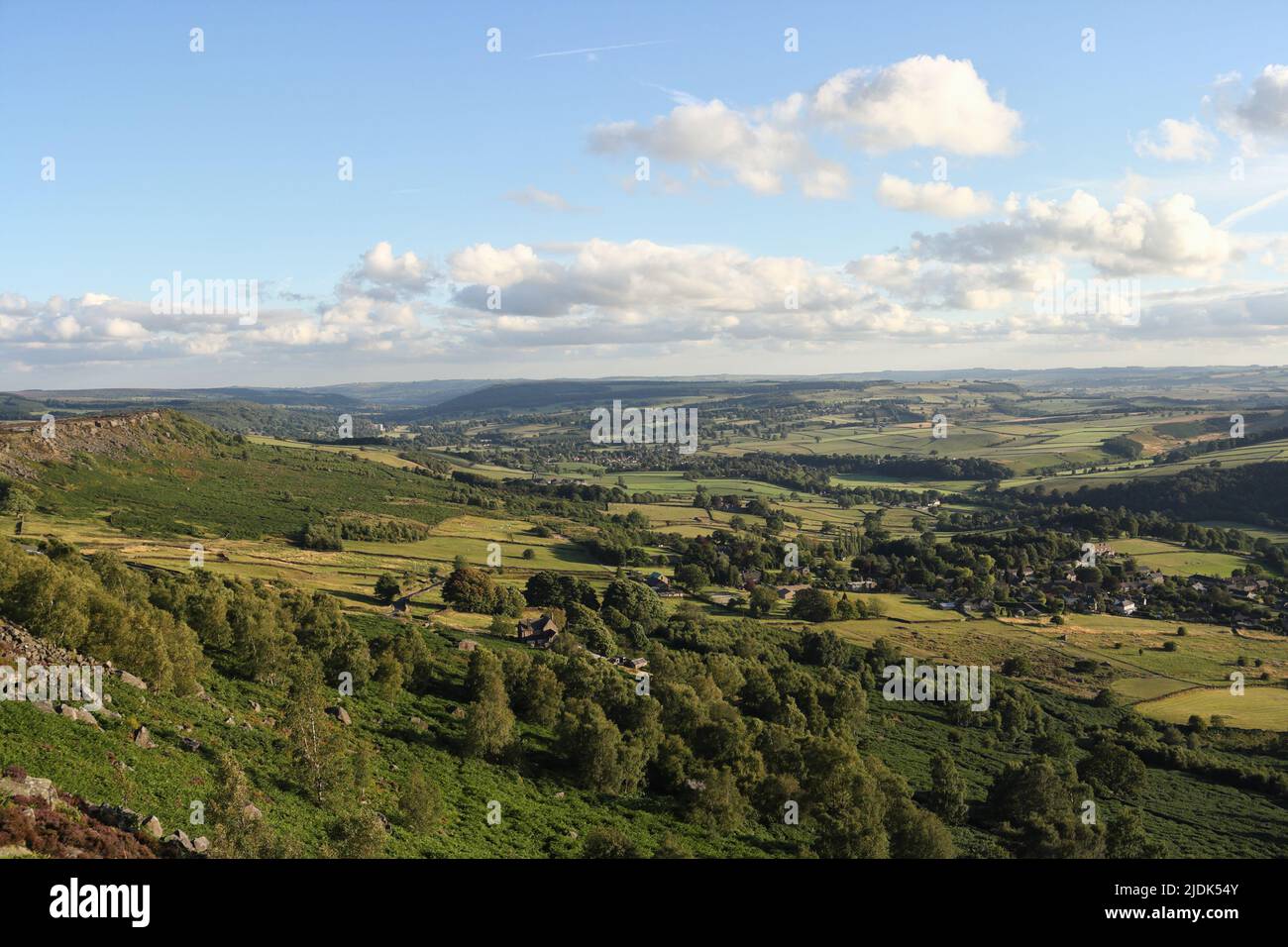 Panoramic Derwent Valley from Curbar Edge, Peak District National Park ...