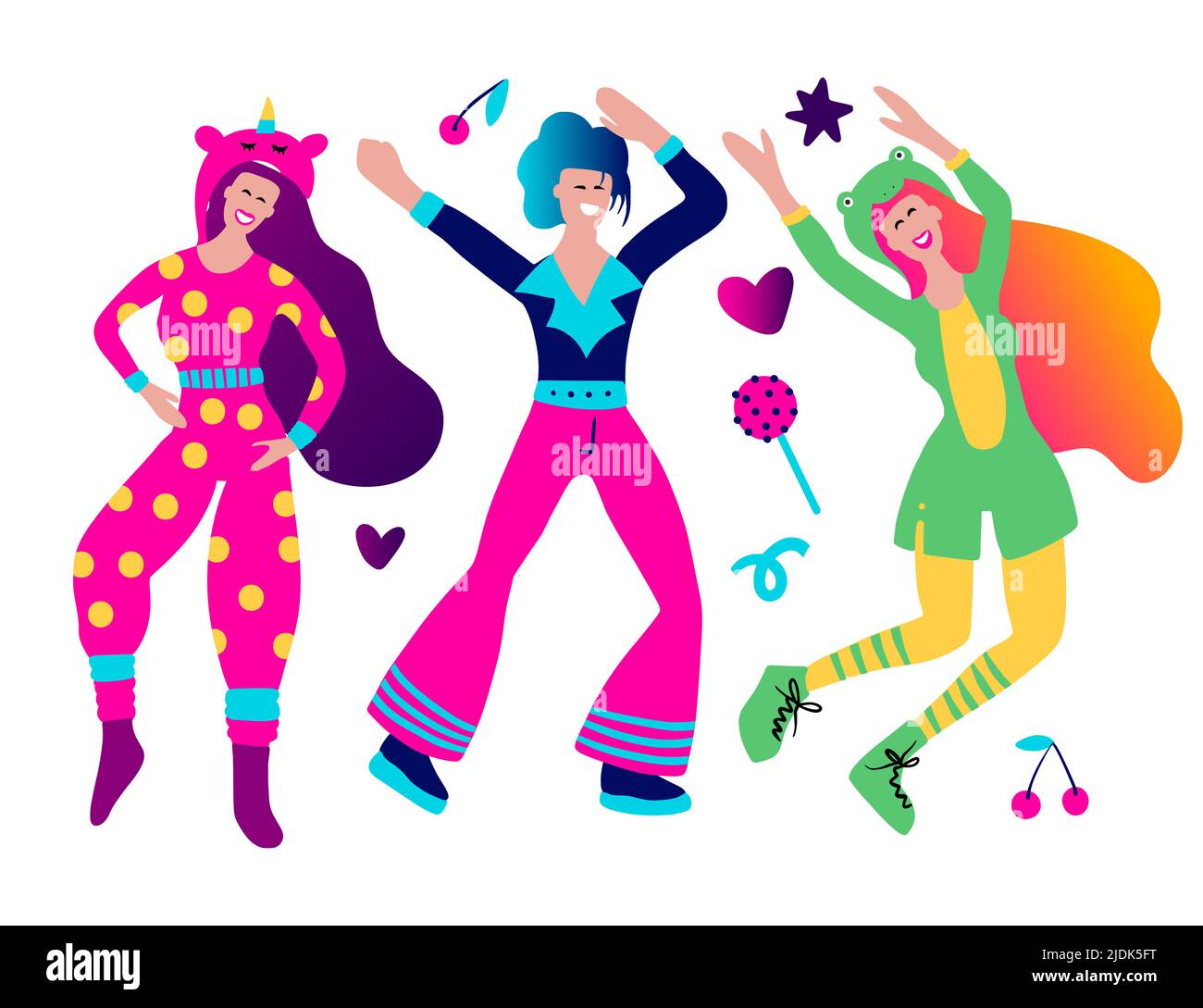 Kidult prank girl and boy human vector character set. Man and woman ...