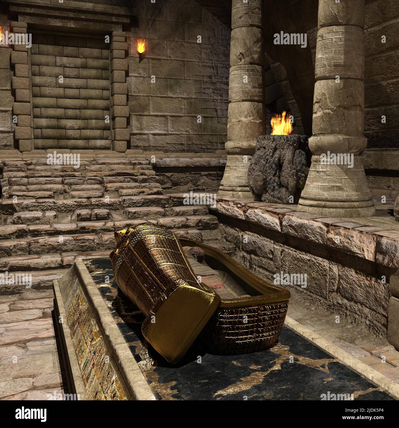 3D-Illustration of an ancient egyptian temple and tomb room for ...