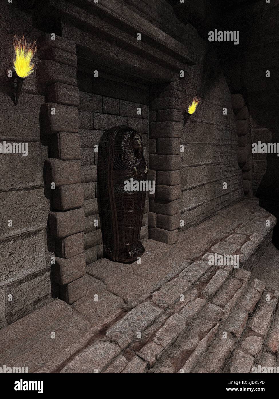 3D-Illustration of an ancient egyptian temple and tomb room for ...