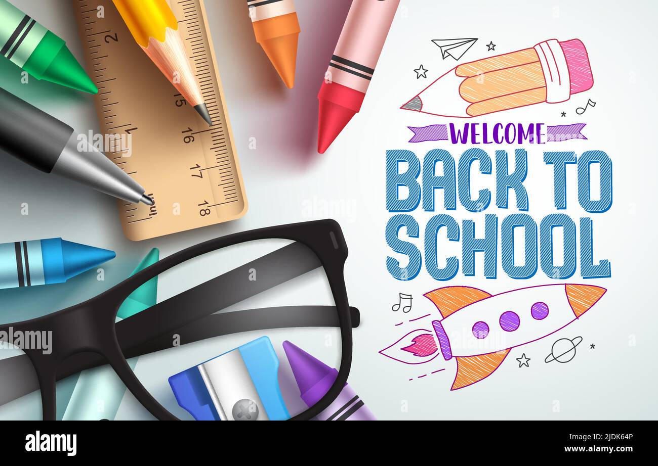 Back to school vector background design. Welcome back to school text in ...