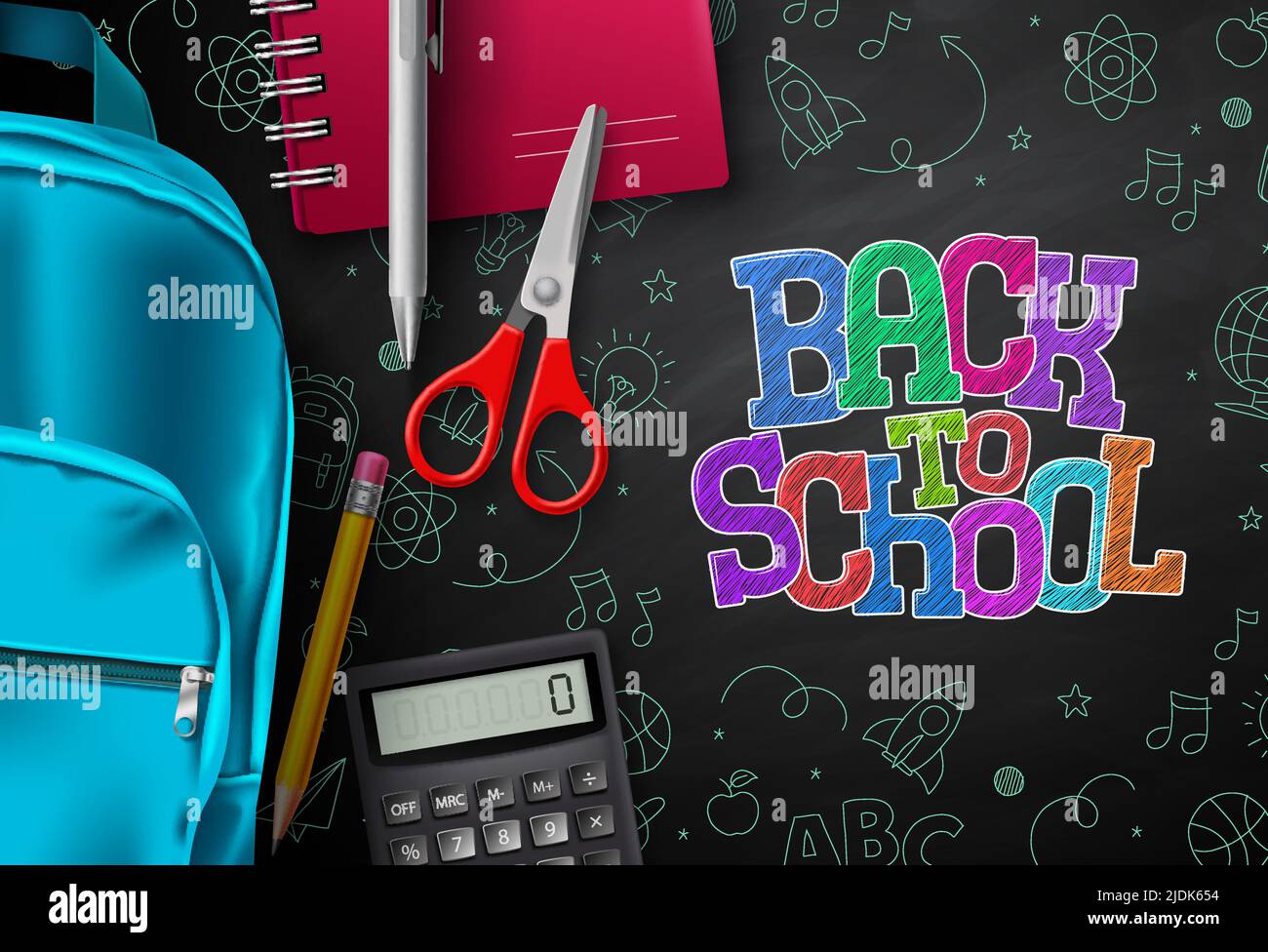 Back to school vector background. Back to school text in blackboard ...