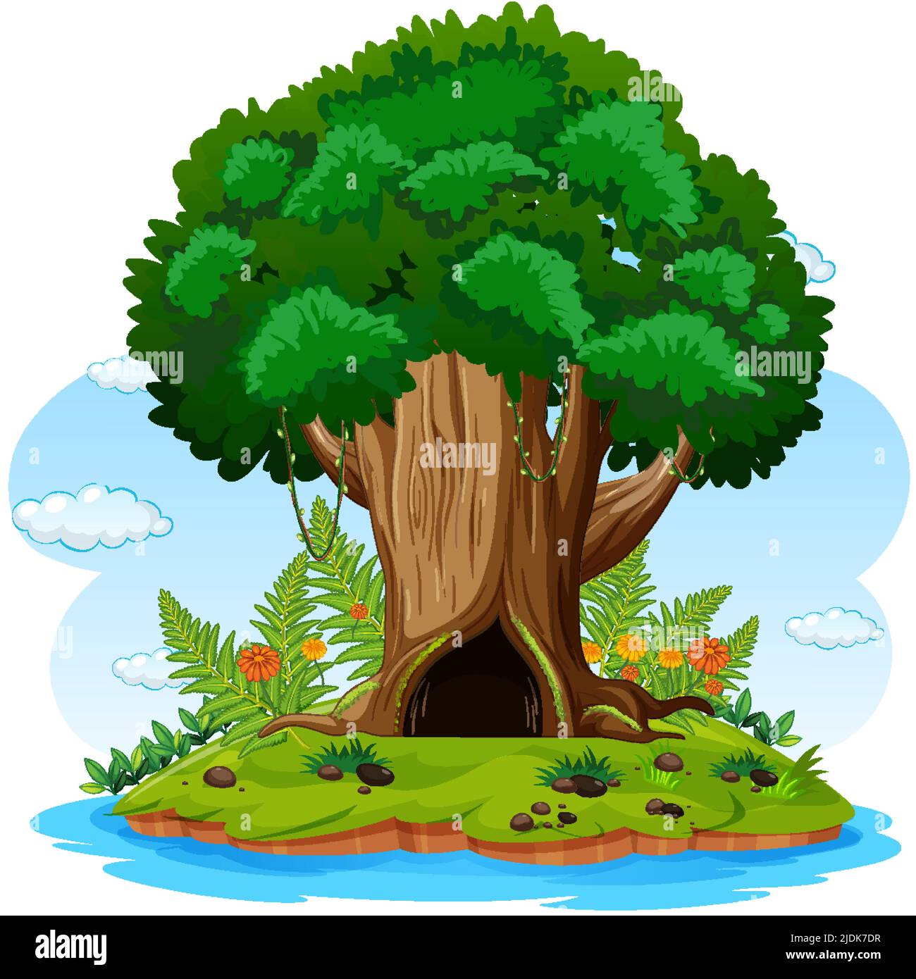 Big tree isolated cartoon illustration Stock Vector Image & Art - Alamy