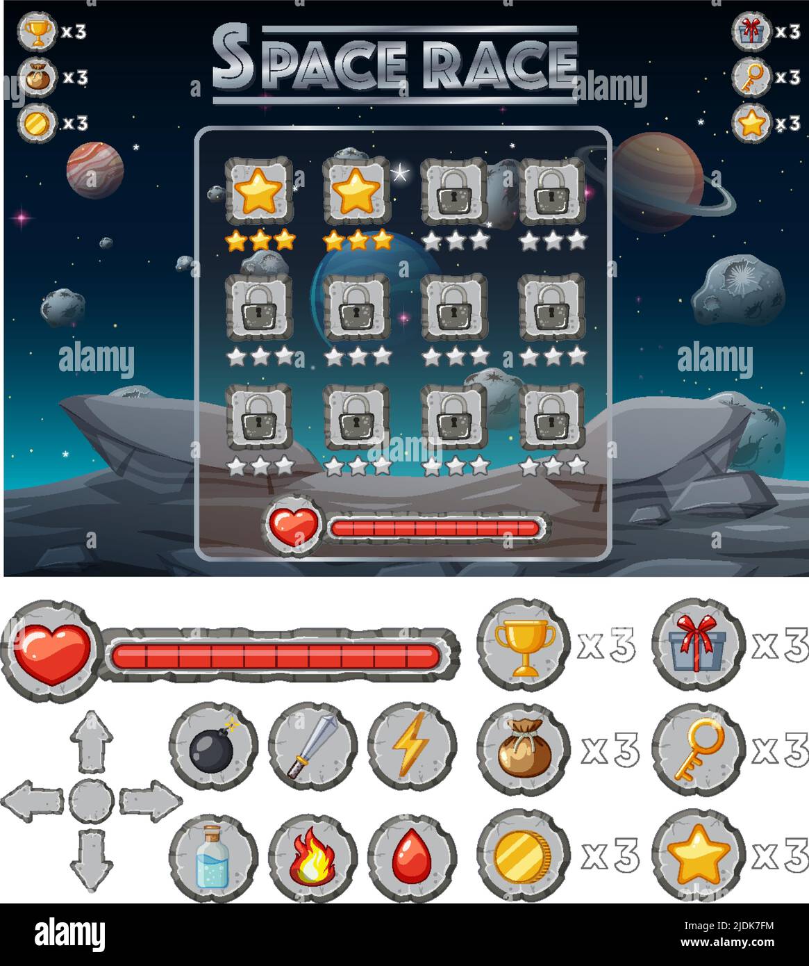 Space game background template and elements illustration Stock Vector Image & Art - Alamy