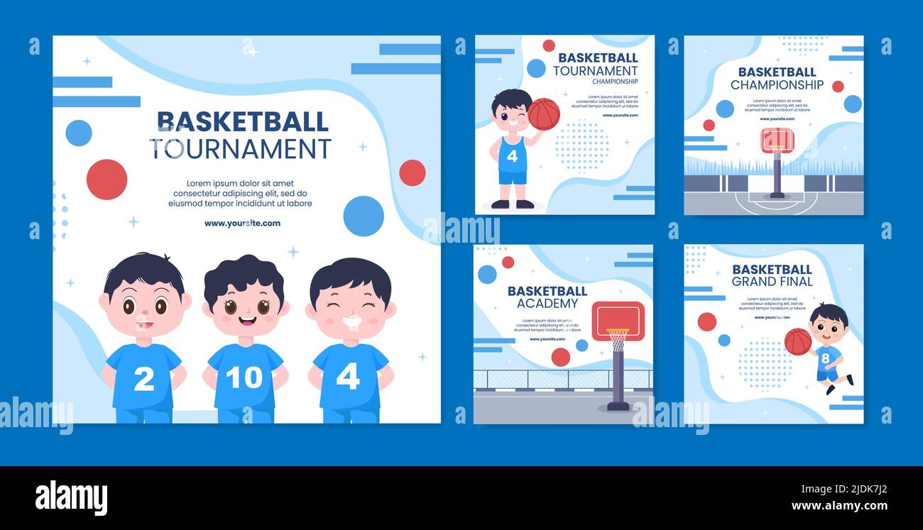 Basketball Sports Tournament Social Media Post Template Cartoon ...