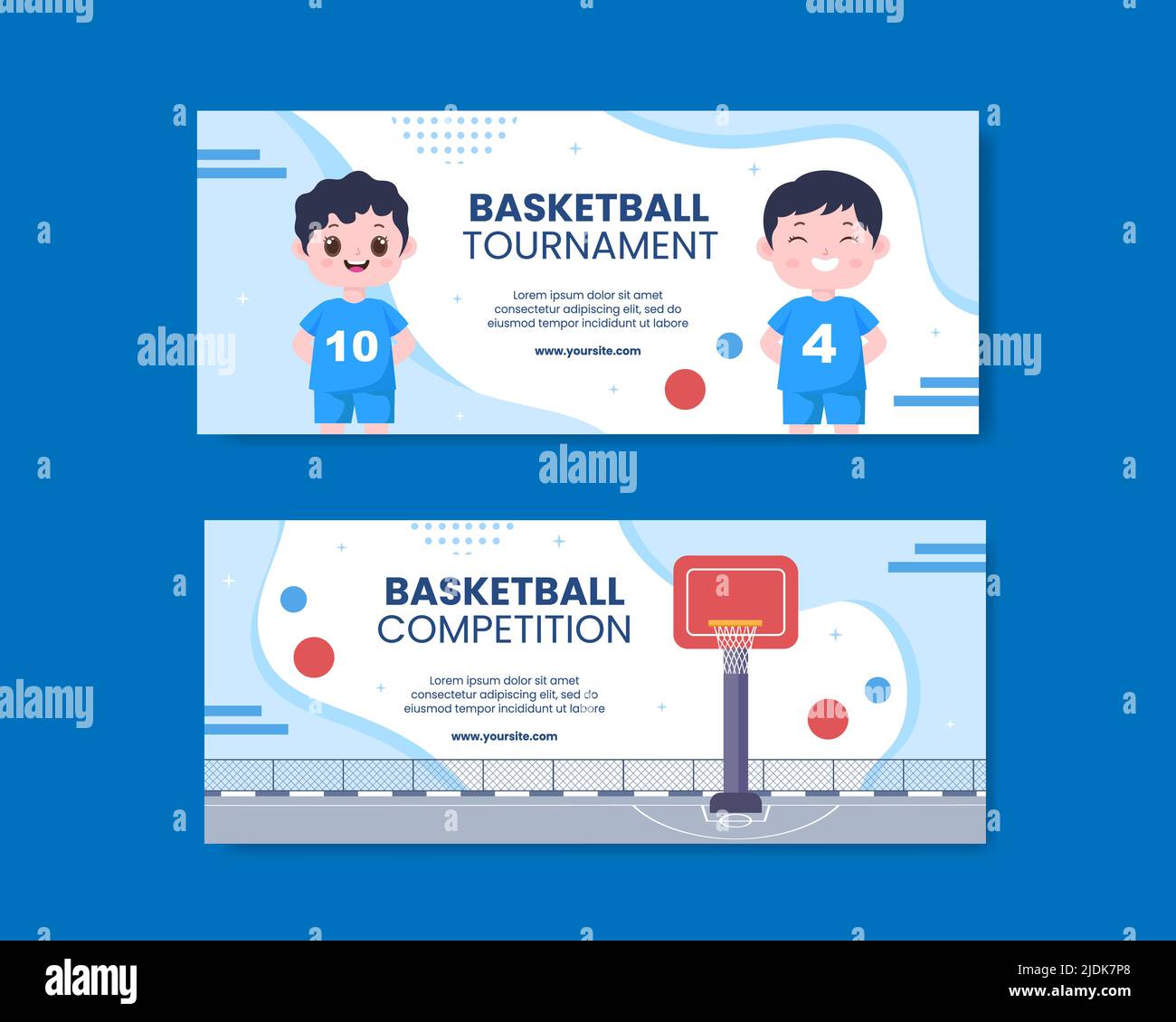 Basketball Sports Tournament Social Media Horizontal Banner Template ...