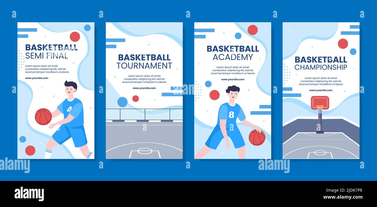 Basketball Sports Tournament Social Media Stories Template Cartoon ...