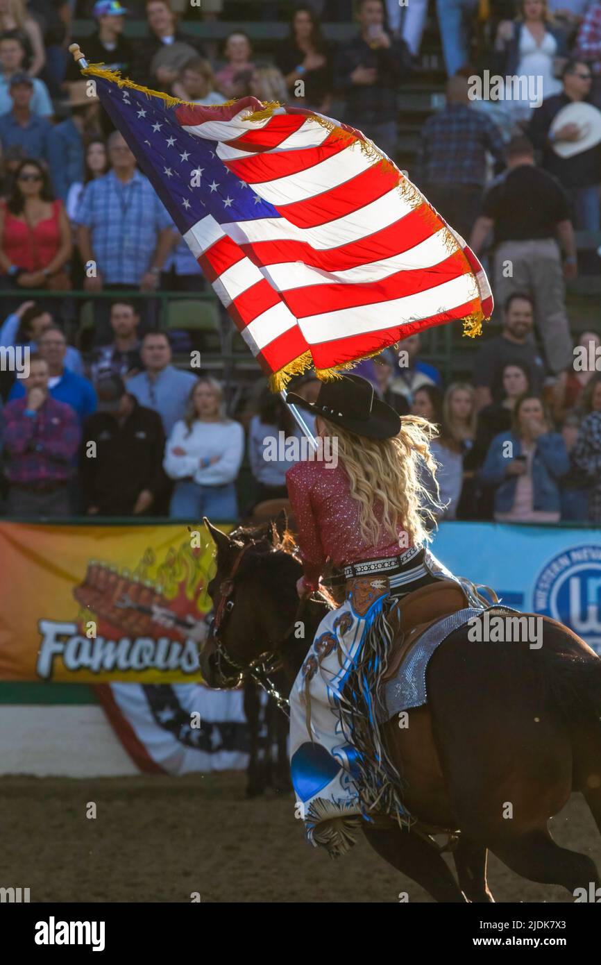 Reno, United States. 20th June, 2022. The American flag being ridden ...