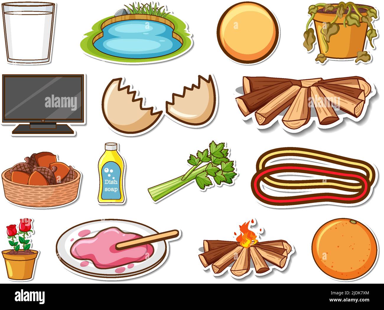 Sticker set of mixed daily objects illustration Stock Vector Image ...