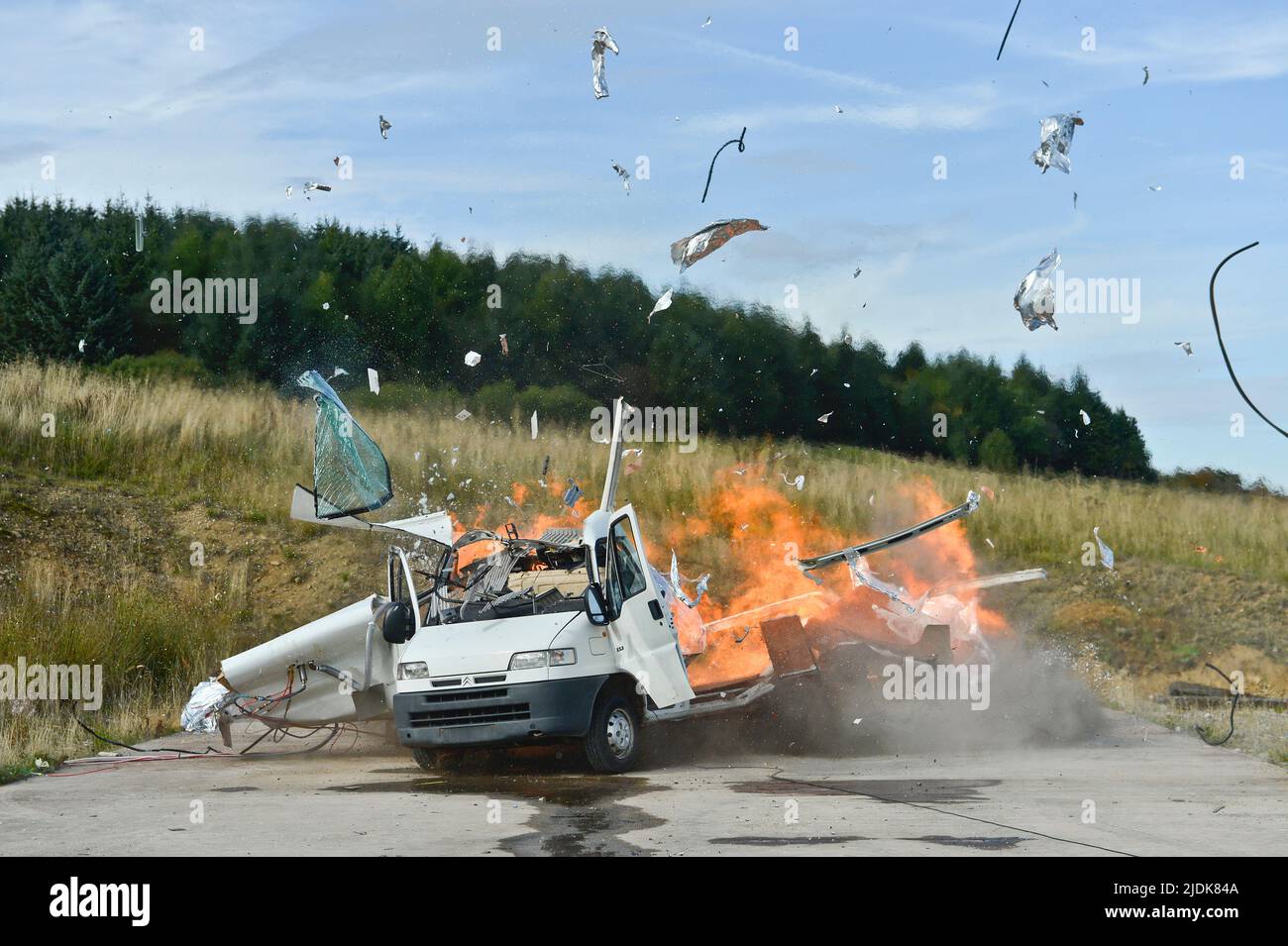 Acetylene van explosion research Stock Photo - Alamy
