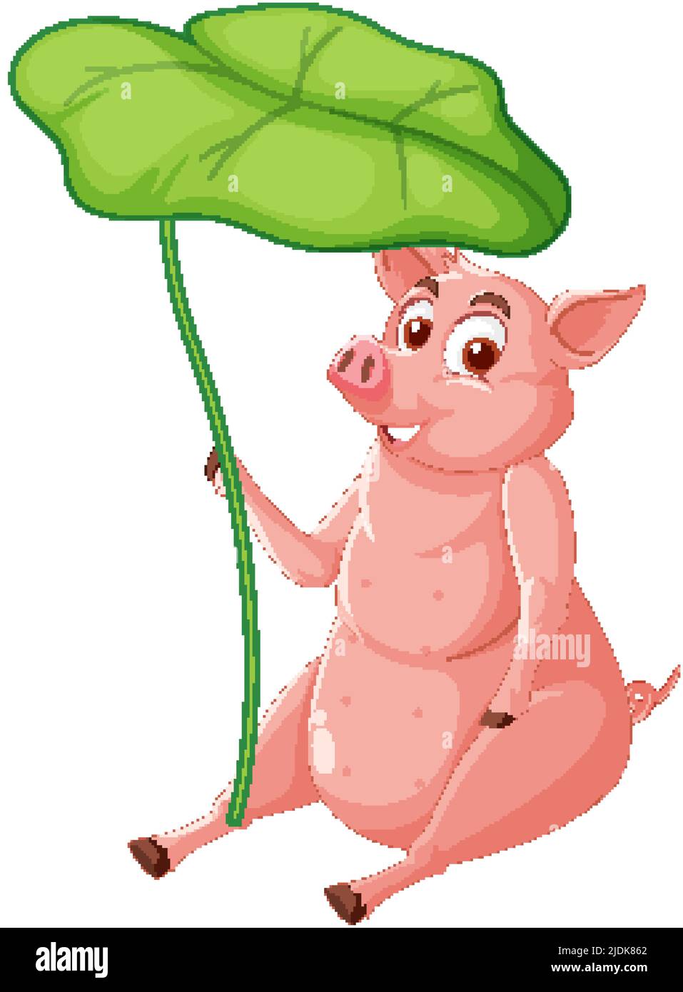 A pig holding leaf over its head illustration Stock Vector Image & Art ...