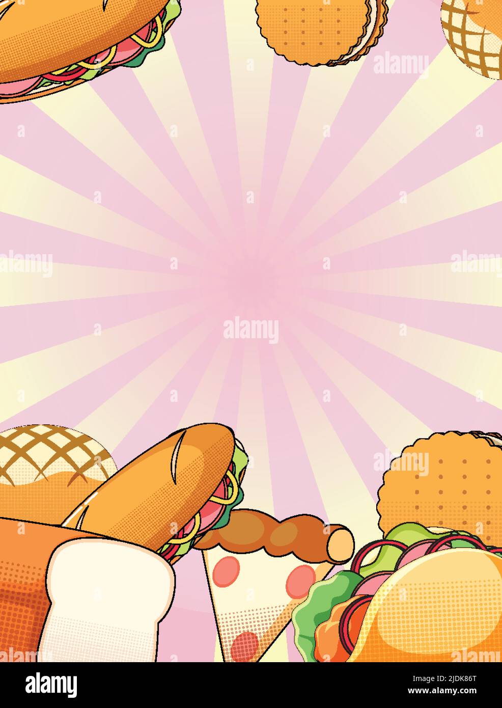 Vertical background template with food frame illustration Stock Vector ...