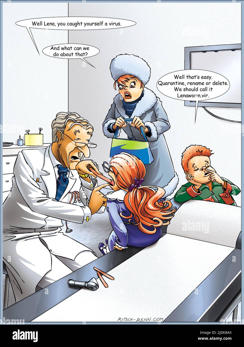 Computer virus, satirical illustration Stock Photo - Alamy