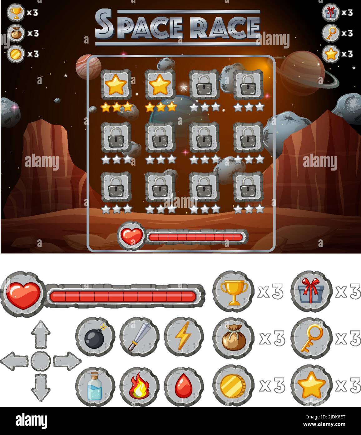 Space game background template and elements illustration Stock Vector Image & Art - Alamy