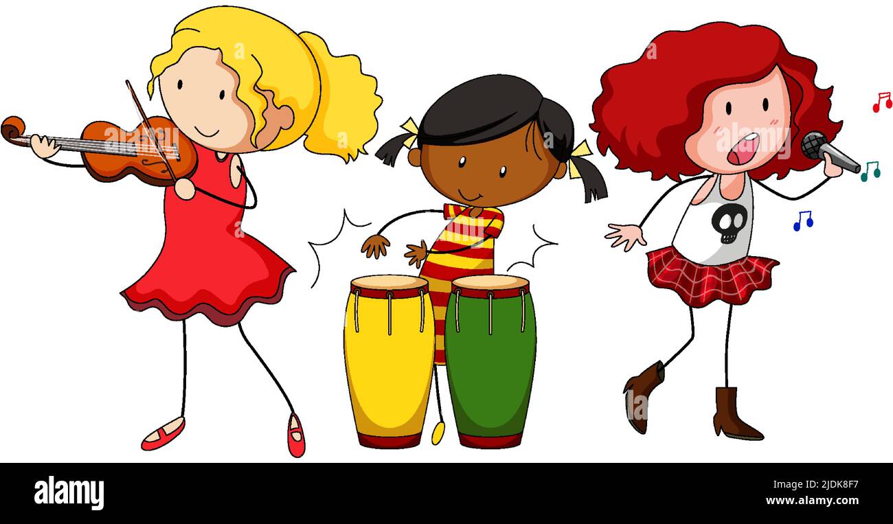 Kids playing musical instrument illustration Stock Vector Image & Art ...