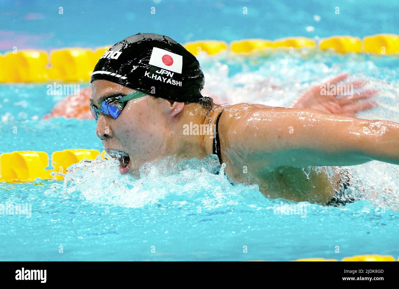 Budapest, Hungary, June 21, 2022, Chiho Mizuguchi (JPN) in series womens 200m butterfly during ...