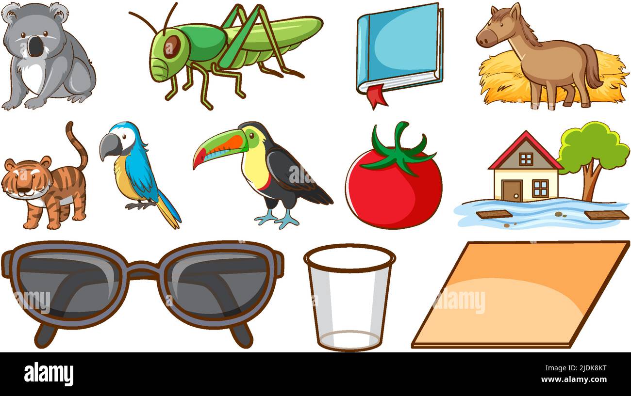 Cute animals and other objects illustration Stock Vector Image & Art ...