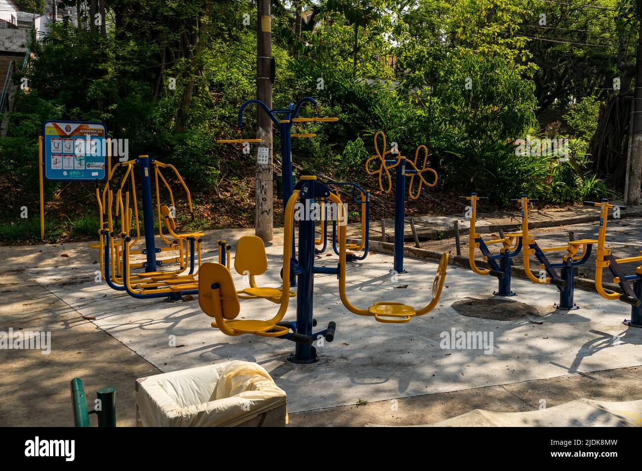 Fitness outdoor public gym equipment located at Lola Brah square, at ...