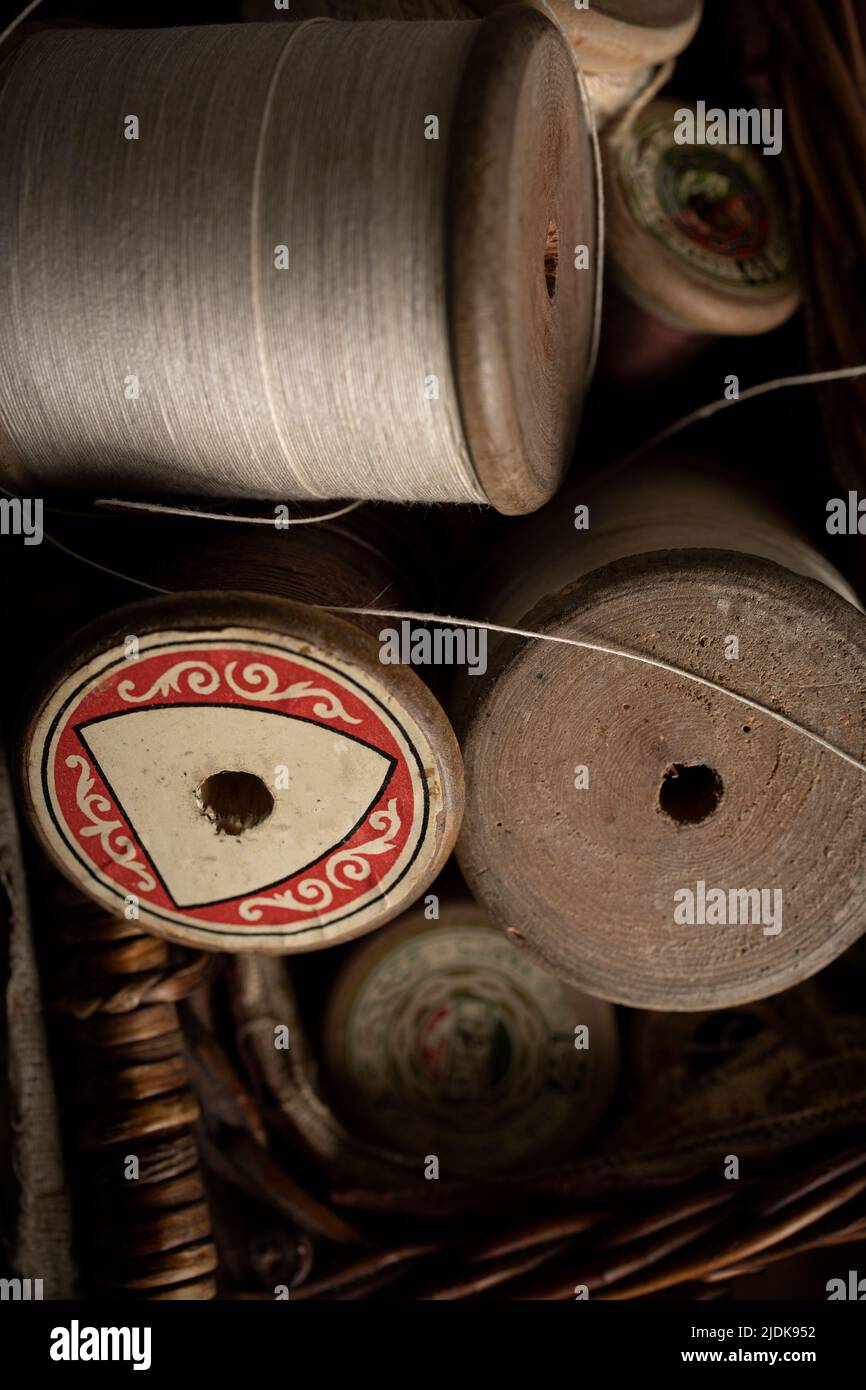 A selection of vintage sewing tools and equipment Stock Photo - Alamy
