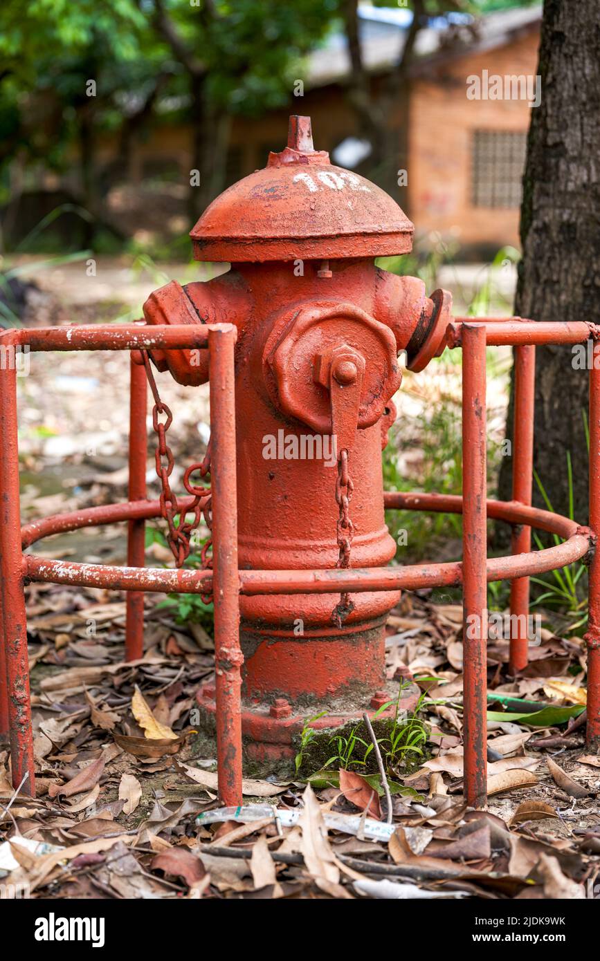 Close-up of an old fire hydrant in an industrial area Stock Photo - Alamy