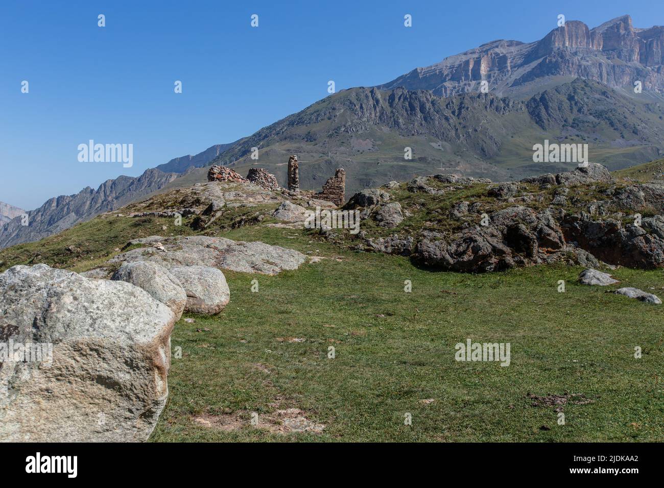 The village Upper Balkaria in the Caucasus mountains in Kabardino ...