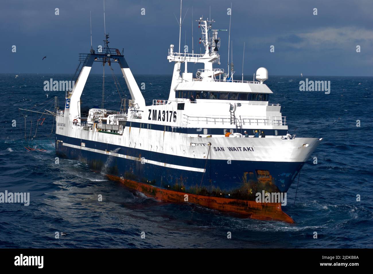 A look at life in New Zealand: Commercial fishing: the deep-sea trawling vessel San Waitaki ...