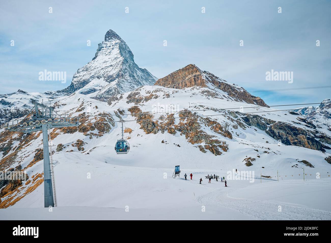 A Landscape of Matterhorn from Schwarzsee cable car station, Zermatt ...