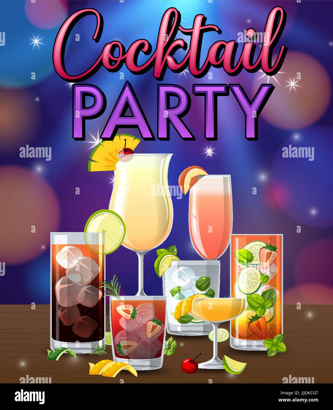 Cocktails Party Sparkling Background illustration Stock Vector Image ...