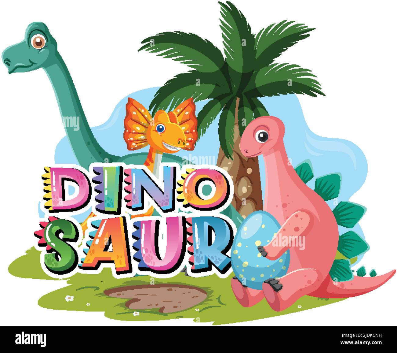 Dinosaur word logo with various dinosaurs illustration Stock Vector ...