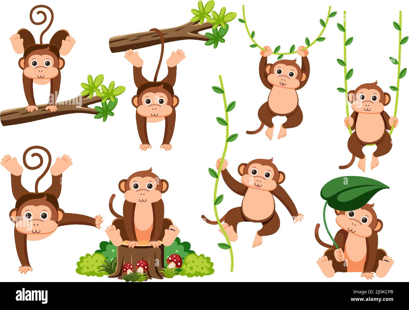 Wild animals set with nature elements illustration Stock Vector Image ...