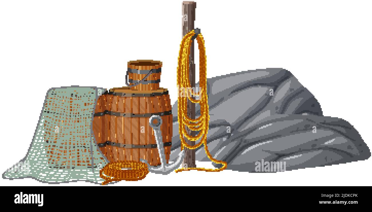 Fishing objects set isolated illustration Stock Vector Image & Art - Alamy