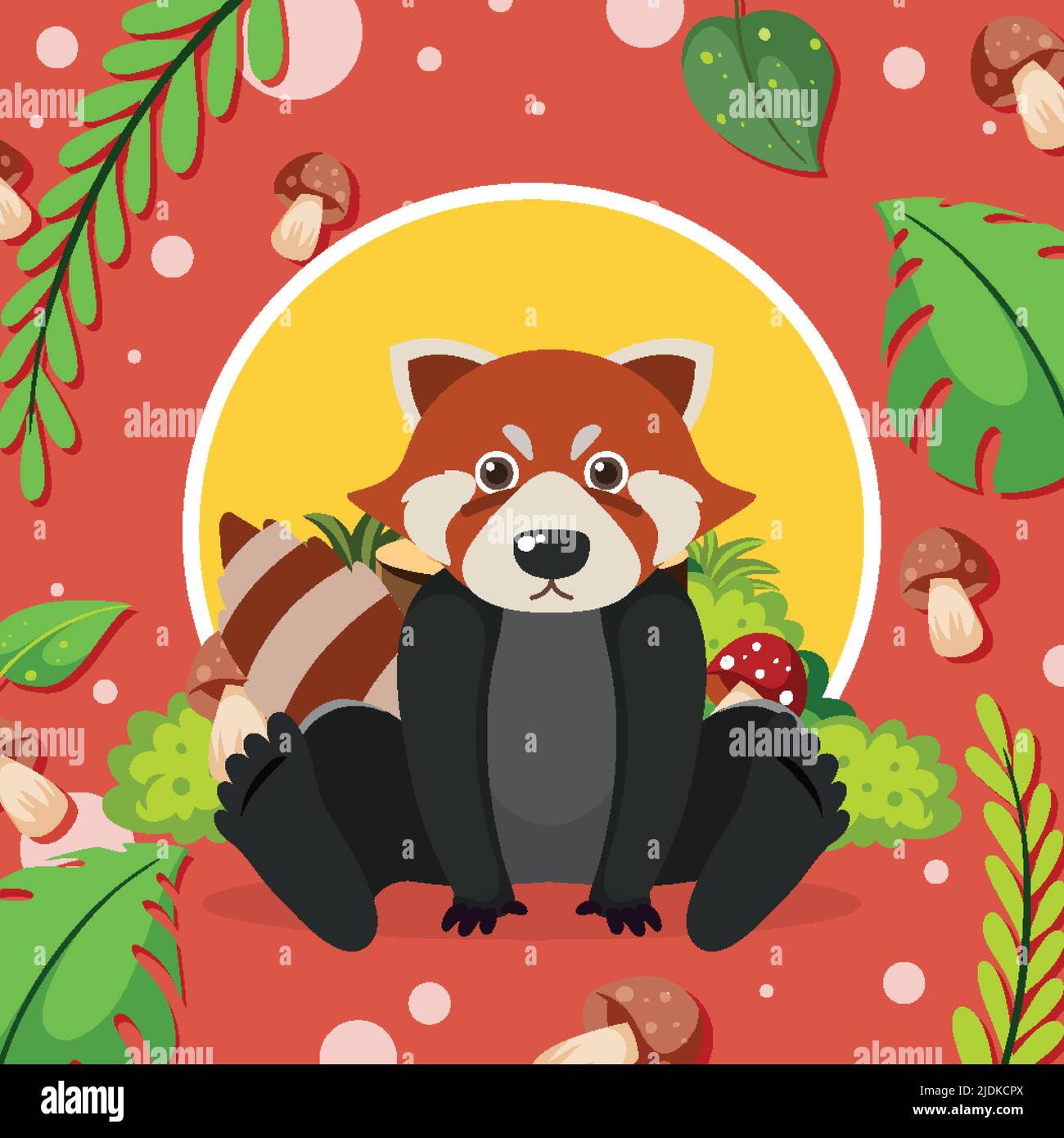 Cute red panda in flat cartoon style illustration Stock Vector Image ...