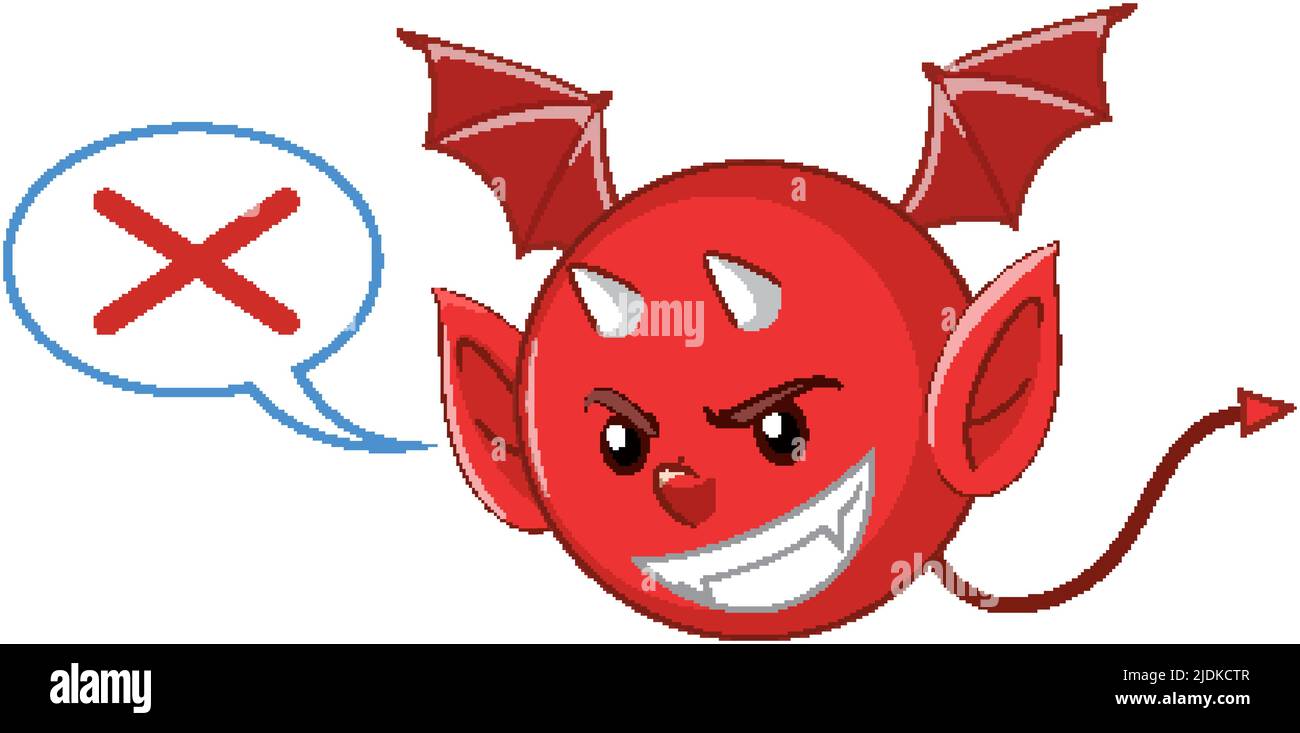 Wicked devil cartoon character on white background illustration Stock ...