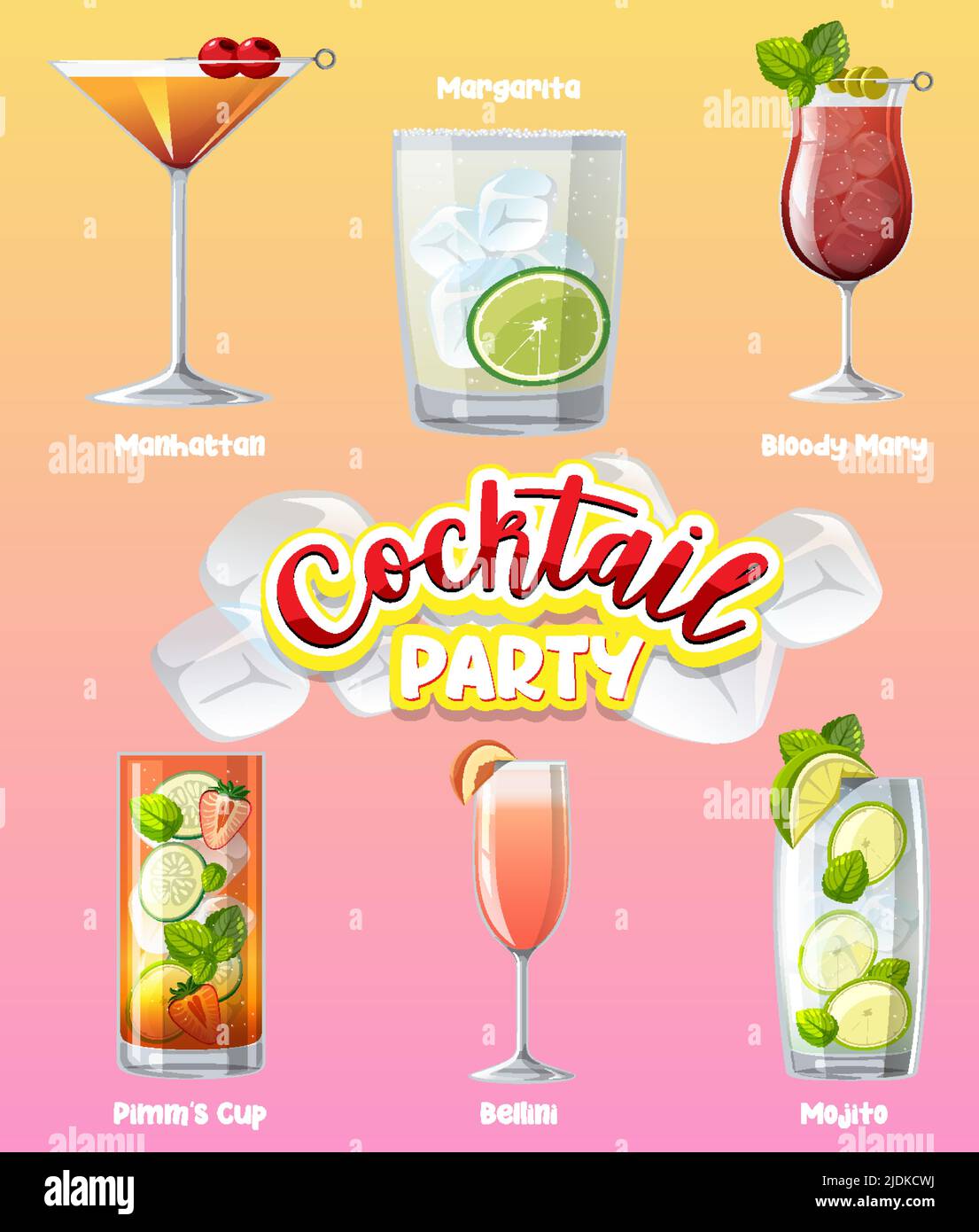 Cocktail party menu banner illustration Stock Vector Image & Art - Alamy