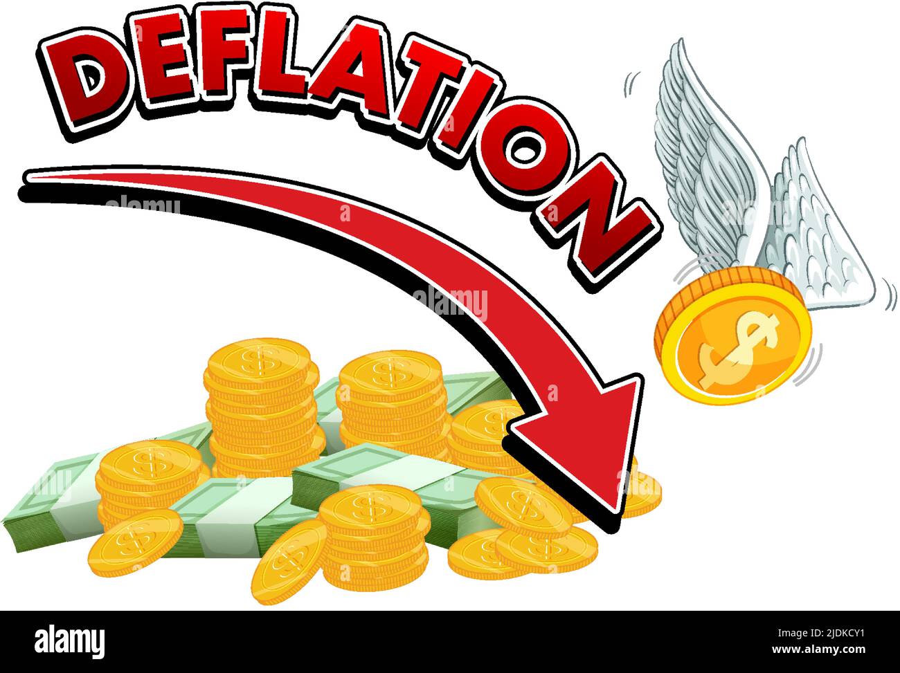 Deflation logo with arrow pointing down illustration Stock Vector Image ...