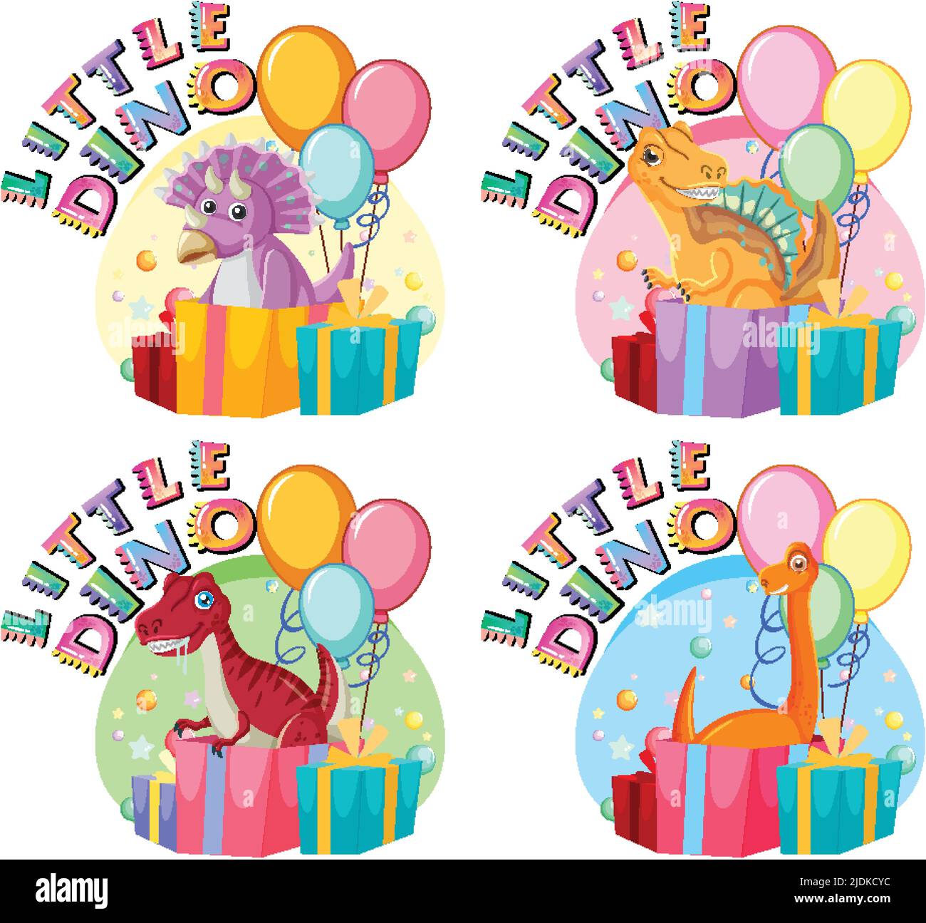Little cute dinosaur cartoon in party theme illustration Stock Vector ...