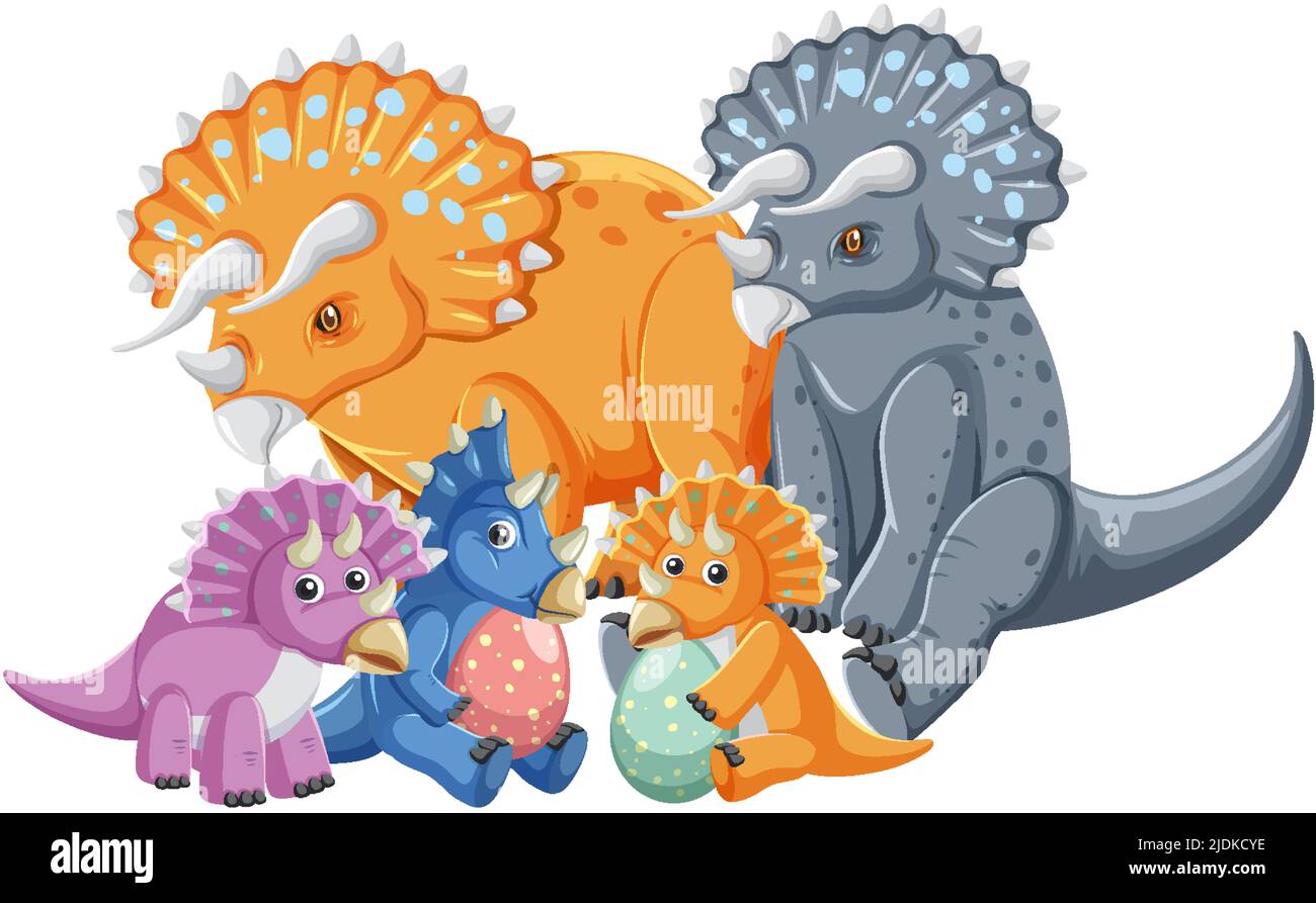 Cute triceratops dinosaur and baby illustration Stock Vector Image ...