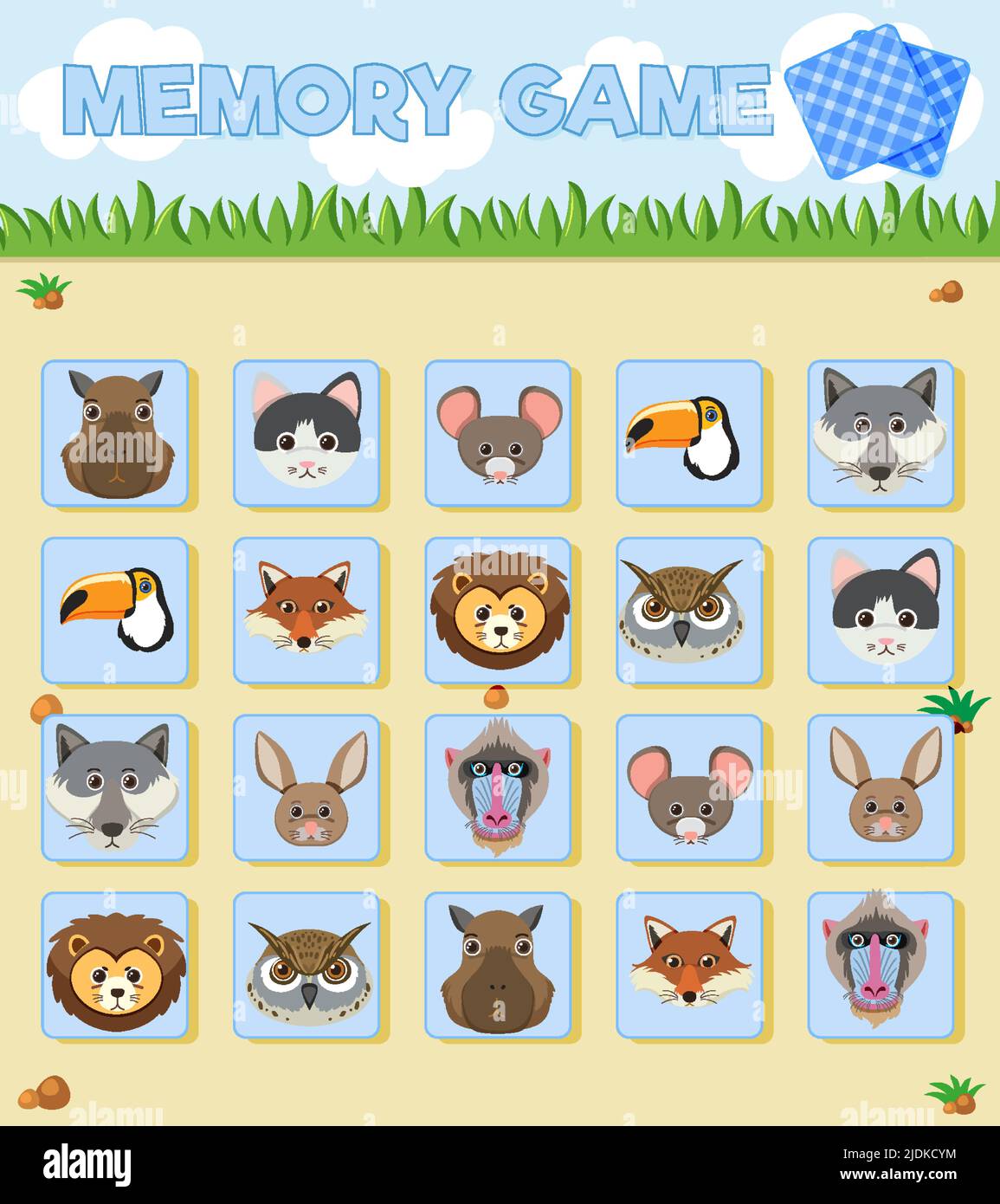 Animal memory card game illustration Stock Vector Image & Art - Alamy